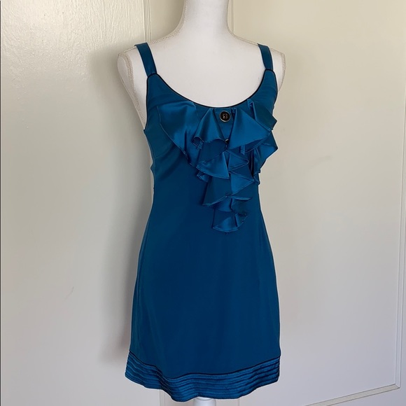 Hale Bob | Dresses | Stunning Blue Hale Bob Dress With Ruffle Front ...